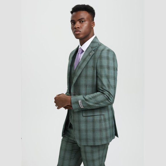 Stacy Adams | Suits & Blazers | Stacy Adams Windowed Plaid 3pc Mens ...